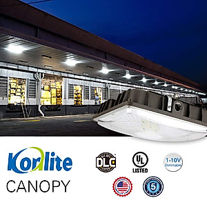 Konlite 27W LED Canopy Area Light - 6 Pack - Dark Bronze - 100W HID/M.H. Equivalent - 3800 LM - Daylight Light - 120-277V - UL, Idea for for Gas Station, Gym, Warehouse, Shop, Underpass, Loading Dock