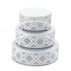 VILAVITA Cake Stand Set Round Metal Set of 3 Cake Stands Dessert Display Cupcake Stands, White