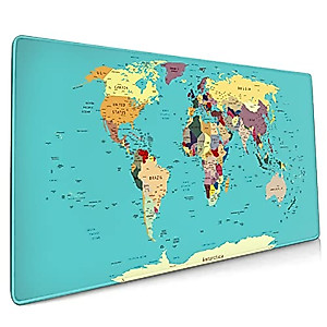 Granbey Extra Large World Map Mouse Pad XXXL Mousepad Gaming Accessories Waterproof Full Desk Cover Mousepad with Stitched Edge for Laptop Computer and PC 35.5" x 16" World Map with Countries