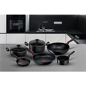 Lagostina Linea Rossa Bis Non-Stick Frying Pans Ø 24 and 28 cm Diameter, Gas Induction and Oven, Scratch-Resistant, Thermosignal Cooking Indicator, Stainless Steel and Aluminium Base, Non-Slip Handle