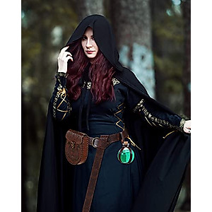 Jiuguva 3 Pcs Medieval Viking Belt Leather Renaissance Belt Pouch Cork Potion Bottle Medieval Bag Renaissance Accessories(Brown, Two Dragons)