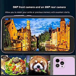 Unlocked Cell Phone, IP14 Pro Smartphone, 4GB 32GB ROM,6.1inch Face Recognition Mobile Phone, Dual Card Dual Standby, Cellphone for Android 10.1 (Purpl)