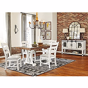 Signature Design by Ashley Valebeck Farmhouse Rectangular Extension Dining Table, Fits up to 8, White & Brown