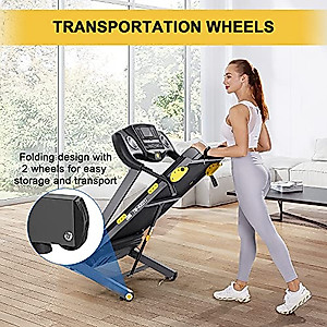 Folding Treadmill Electric Treadmill Motorized Running Machine Tread Belt with 15 Preset Programs & Incline LCD Display & Cup Holder Home Gym 52.87 in(L)x26.77 in(W)x45.7 in(H)