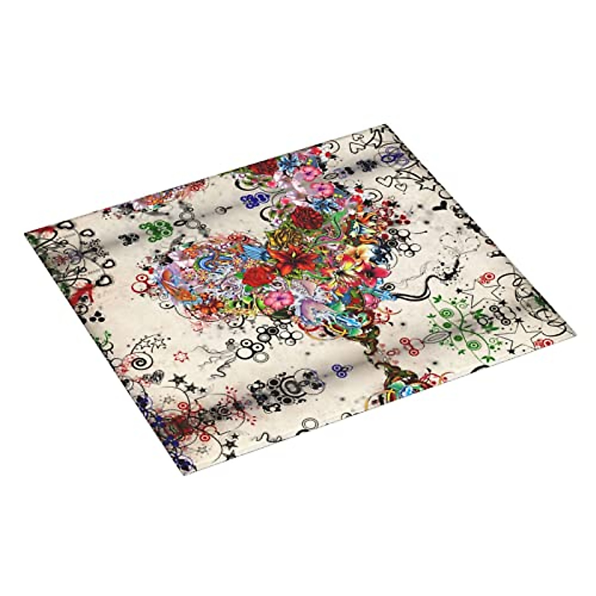 Love Heart Painting Printed Drying Mat For Kitchen Ultra Absorbent Microfiber Dishes Drainer Mats Non-Slip Silicone Quick Dry Pad - 18 X 16inch