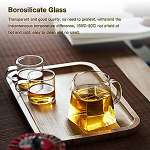 12 oz Pitcher Glass Tea Pitcher Small Glass Pitcher High Temperature Resistant Clear Glass Tea Cup Chinese Kungfu Teaset 350ml Fair Cups with Handle Cha Hai Gong Dao Bei Gongfu Teaware Drinkware