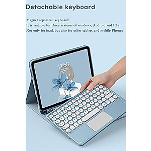HENGHUI Keyboard Case for iPad Mini 6th Generation Touchpad Detachable Keyboard with Pencil Holder Round Key Color Slim Smart Cover for iPad Mini 6th Gen, Pink