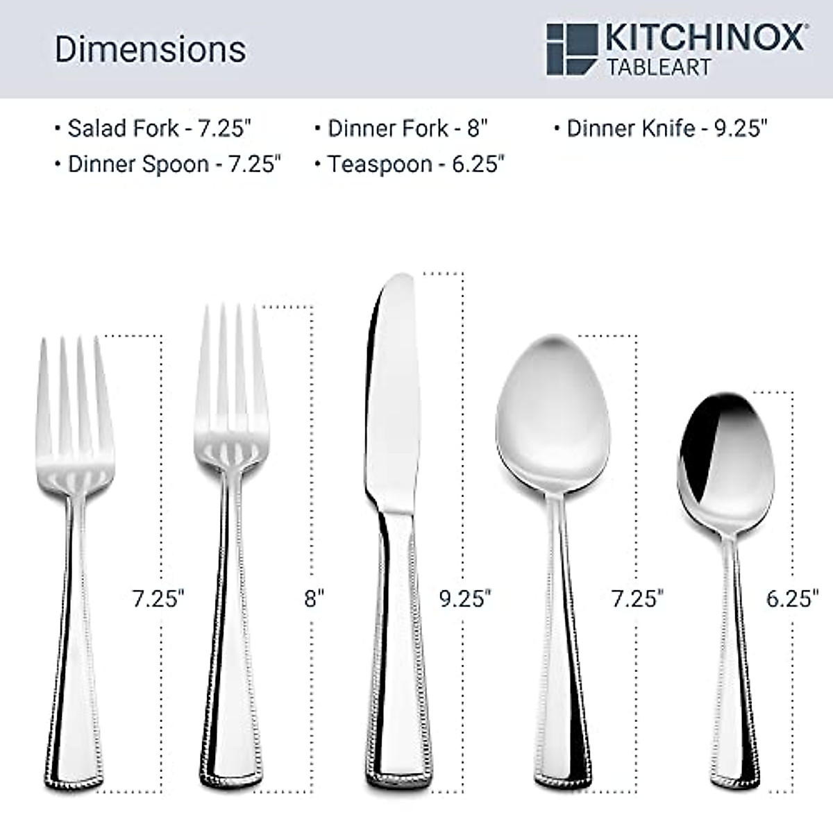 Kitchinox Kithinox Flatware Set, Service for 4/20 Piece, Parker, 20 Count