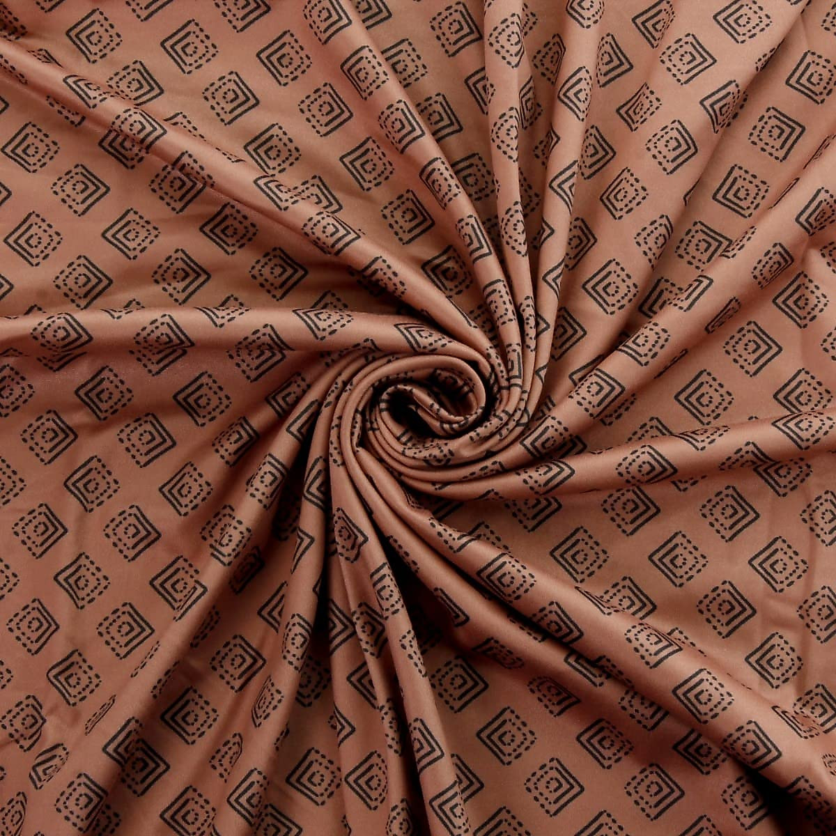 Cocoa and Black Diamond Boho DBP Fabric - Double Brushed Polyester 4 Way Stretch - 1 yard