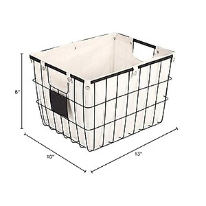 Better Homes and Gardens Small Black Wire Basket with Chalkboard Label & Ivory Lining