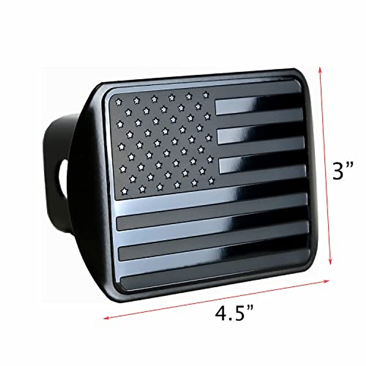 eVerHITCH USA Stainless Steel Flag Emblem Metal Hitch Cover with Pin Bolt (Fits 2" Receivers, Black)