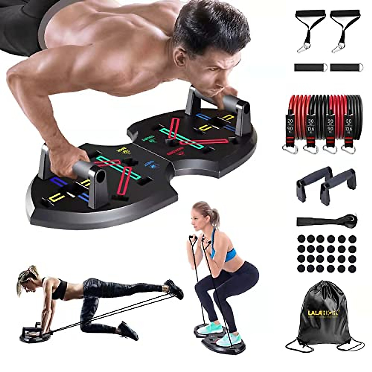 Upgraded Push Up Board: Multi-Functional 20 in 1 Push Up Bar with Resistance Bands, Portable Home Gym, Strength Training Equipment, Push Up Handles for Perfect Pushups, Home Fitness for Men and Women, Gift for Boyfriend
