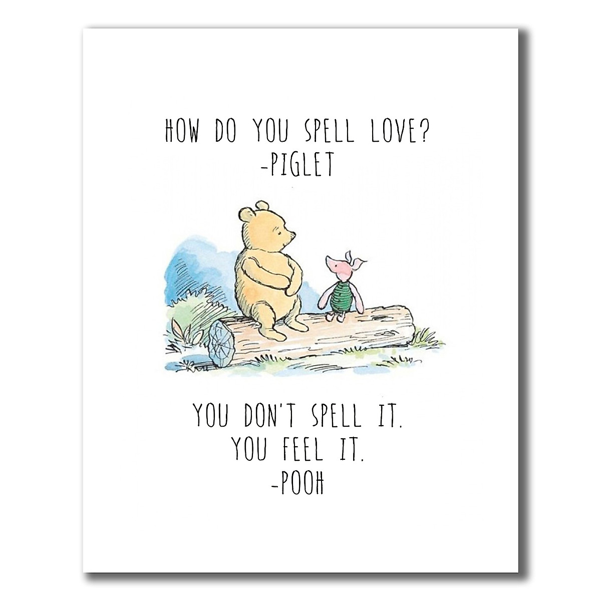 BigWig Prints Winnie the Pooh Wall Art - Classic Winnie the Pooh Nursery Decor, Friendship Quotes, Wall Art Decor Photos Bedroom Playroom, Quotes Prints, Inspirational Sayings -Unframed 4 Pack (8x10)