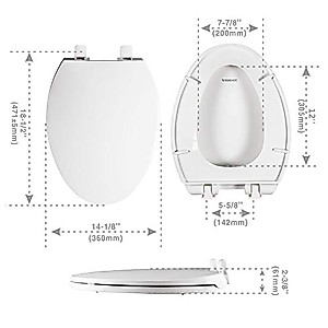 WSSROGY Toilet Seat Elongated with Cover Soft Close, Easy to Install, Plastic, White, Suitable to Elongated or Oval Toilets
