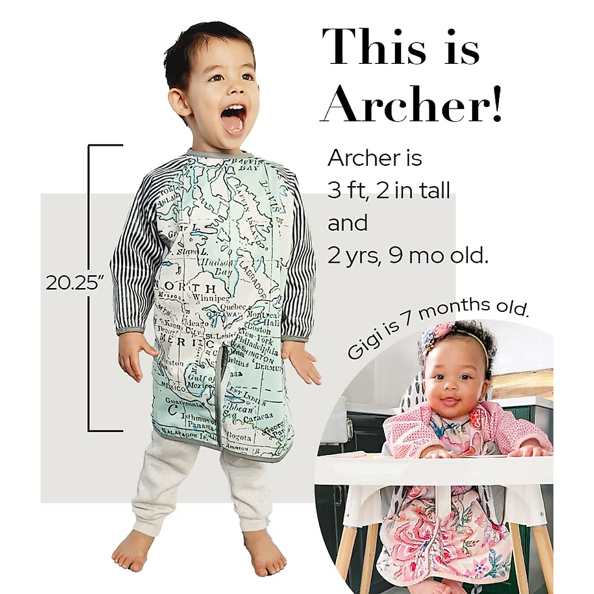 Bibbrella Baby Led Weaning Bibs with Adjustable Backing | Baby Smock Bib for Boys and Girls | 6m-3y Baby Bibs, Abstract Art