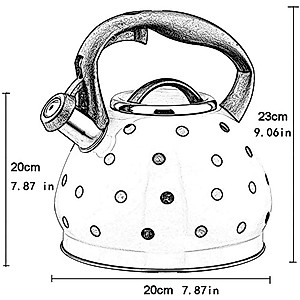 HEIMP Stainless Steel Whistling Kettle,3.0L Round Large-Capacity Stove Kettle, Thickened Kitchen Teapot,for Induction Cooker Gas Stove-Red Teapot (Color : Red)