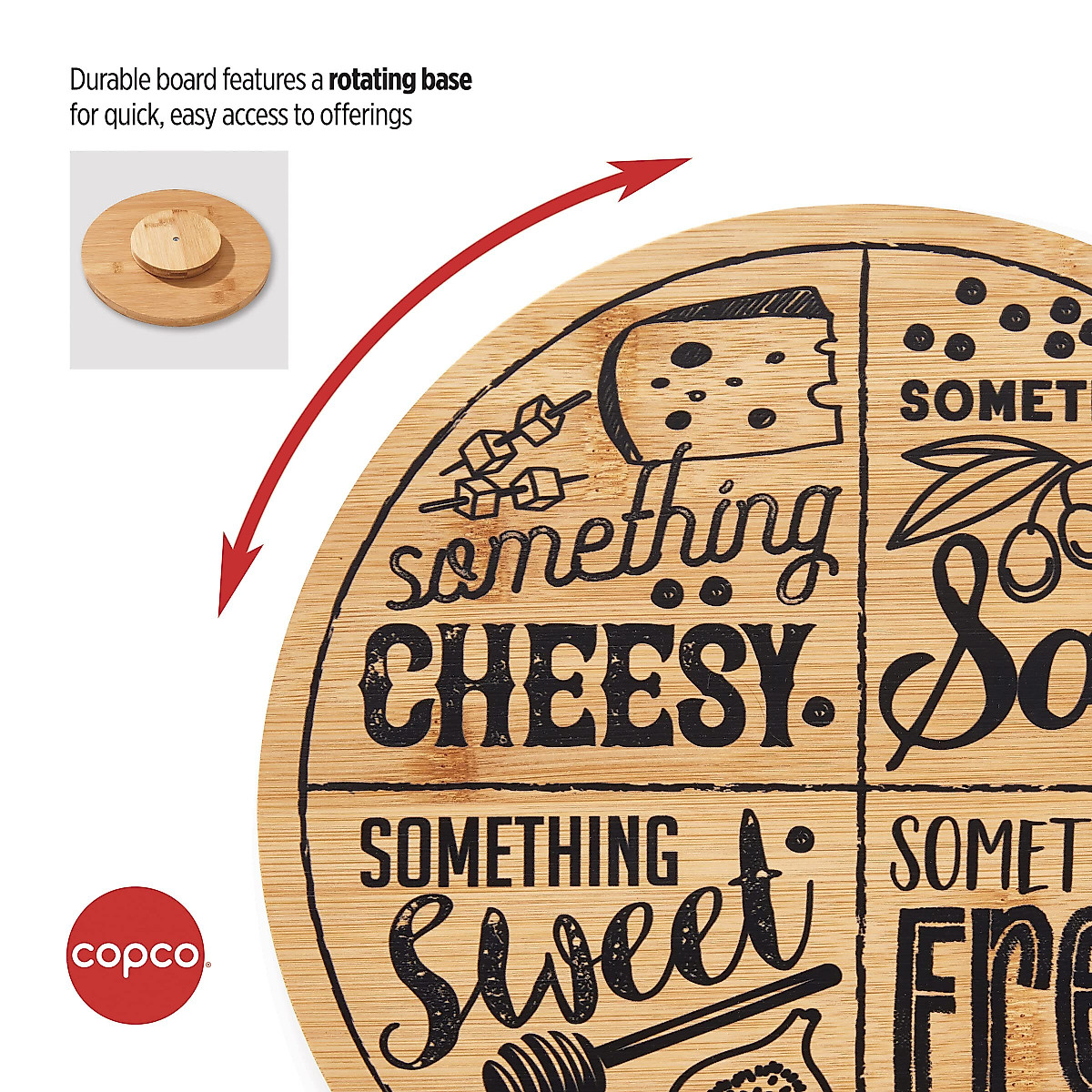 Copco Bamboo Charcuterie Lazy Susan, 10 Inch, Bamboo