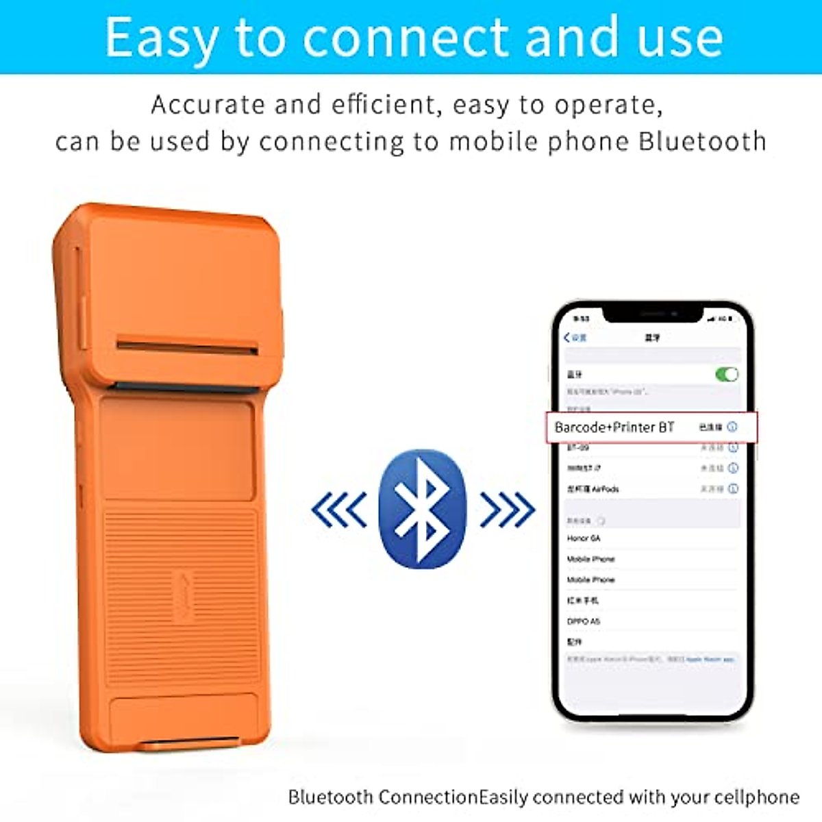 POS Receipt Printer 58mm Thermal Receipt Printer Bluetooth Handheld POS Machine Terminal Printer,Mobile POS Portable Back Clip Receipt Printer with Barcode Scanning Function