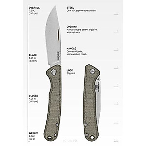 Kershaw Federalist Folding Pocket Knife, Manual Folder with Nail Nick, 3.25 inch CPM 154 Stainless Steel Blade, Made in the USA,Green