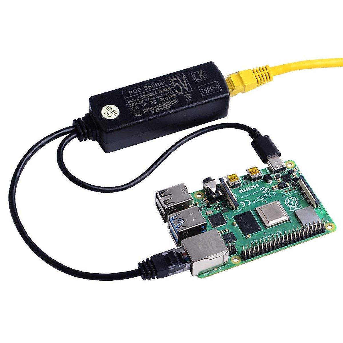 GeeekPi 2PCS Gigabit USB-C PoE Splitter 48V to 5V IEEE802.3af Power Over Ethernet for Raspberry Pi,Tablets, Dropcam(48V to 5V 2.4A)