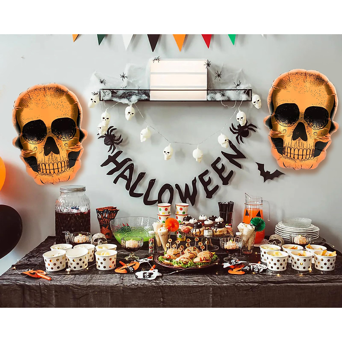 DS. DISTINCTIVE STYLE Skull Balloons 8 Pieces 23.6 Inch Halloween Foil Balloons Great Addition for Halloween Party Balloon Arch