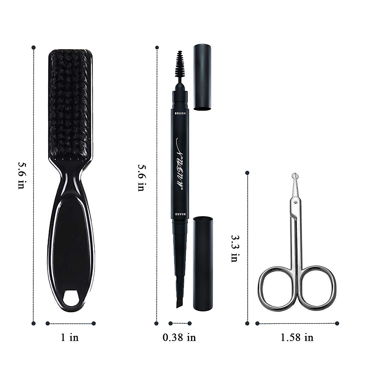 Beard Pencil Filler for Men - Water Resistance, Sweat Proof, Long Lasting & Natural Finish barber Pencil, Mustache Repair Shape, Two Pencil Replacement Tip(BLACK)