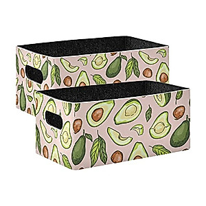 Avocado Storage Basket Felt Storage Bin Collapsible Felt Storage Cloth Baskets Containers Organizer for Pet Supplies Magazine