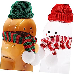 Didiseaon 2 Sets Christmas Drink Bottle Christmas Gifts Cookies Gift Juice Container Xmas Party Favor Christmas Candy Bottle Plastic Biscuit Jar Pet, Cotton Cold Drink Drinks