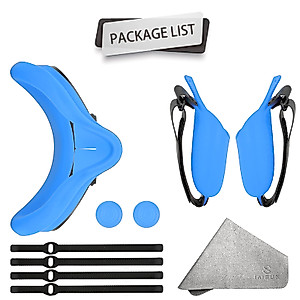 Face Cover & Controller Grip Protective Sleeve for Oculus Quest 2 Light Proof Silicone Face Pad Cushion Anti Collision Handle Cover Shell w/Adjustable Wrist Knuckle Strap No Signal Block (Blue)