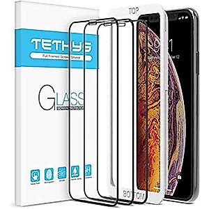 TETHYS Glass Screen Protector Designed For iPhone 11 / iPhone XR (6.1") [Edge to Edge Coverage] Full Protection Durable Tempered Glass Compatible iPhone XR/11 [Guidance Frame Include] - Pack of 3