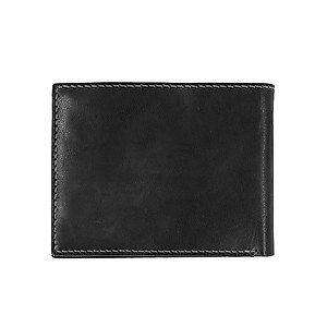 Steve Madden Men's Leather Wallet Extra Capacity Attached Flip Pockets, Black/Antique, One Size
