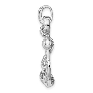 Sterling Silver Rhodium-plated CZ Anchor Pendant QQC9260