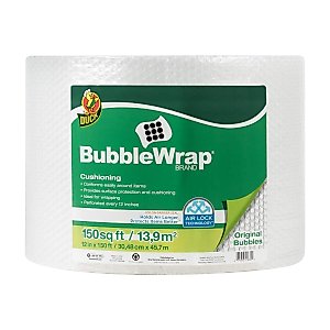 Duck Brand Bubble Wrap Roll, Original Bubble Cushioning, 12" x 150', Perforated Every 12" (284054)