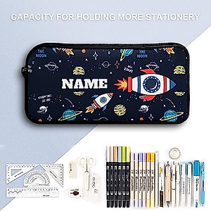 Aicihert Custom Galaxy Planet Rocket Backpack Personalized 3 Piece Set Backpack with Your Name Text School Bag Customized Bookbag with Lunch Box And Pencil Case Set for Boys Girls Student