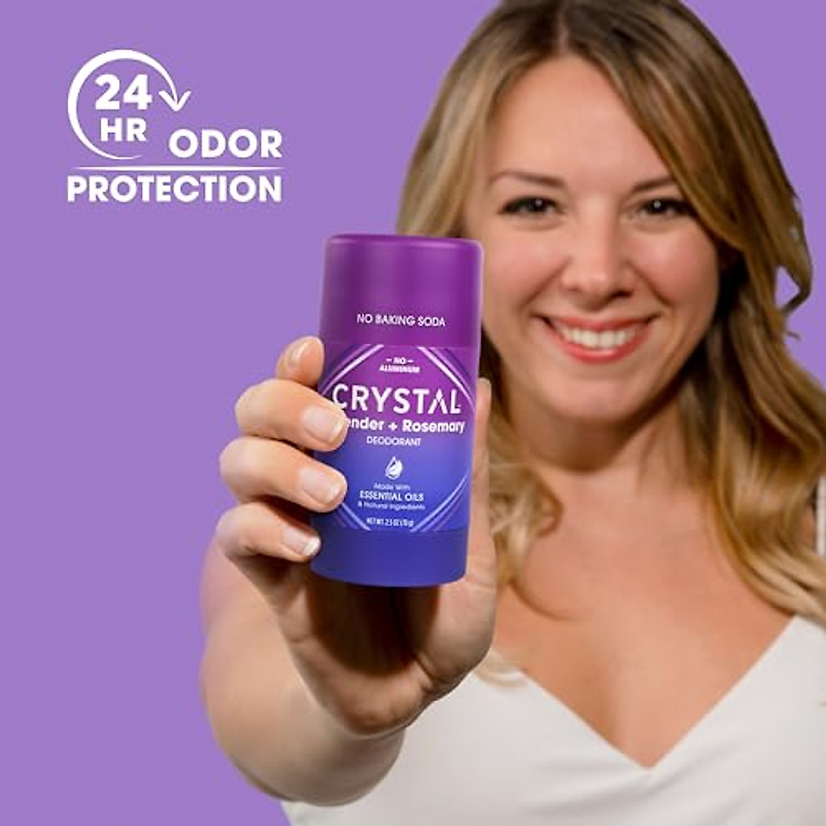 Crystal Magnesium Solid Stick Natural Deodorant, Non-Irritating Aluminum Free Deodorant for Men or Women, Safely and Effectively Fights Odor, Lavender + Rosemary, 2.5 oz