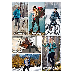 BALEAF Women's Fleece Lined Leggings Water Resistant Winter Clothes Running Tights Cold Weather Hiking Pants Zip Pockets Black L