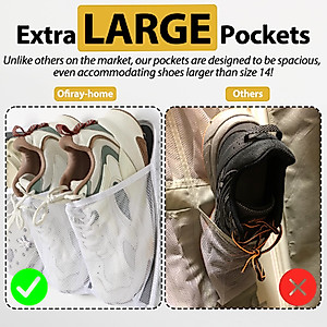 RV Shoe Storage for Bedside - 16 Extra Large Pocket Wall Mounted Entryway Shoes Rack, Bed Hanging Pocket Organizer, Bedside Caddy for Shoes and Tool Accessories,RV & Camper Essentials 2 Pack