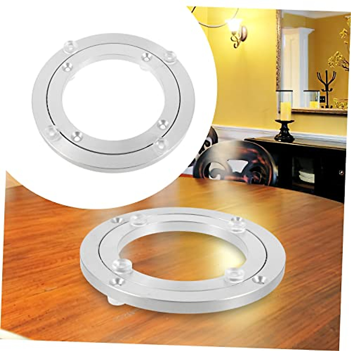 Angoily 4pcs Table Turntable Restaurant Turntable Bearing Restaurant Supply Turntable Swivel Plate Table Accessory Rotating Serving Tray Rotating Platter to Rotate Rubber Load Board Glass