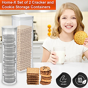 Home-X Set of 2 - Saltine Cracker Sleeve Storage Container/Cookie Stay Fresh Keeper, 1 Round and 1 Square