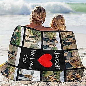 HYHSJY Gifts for Mom Dad Custom Blankets Personalized Throw Blankets with Photo Text Customized Love Blanket for Wife Friend Mom Couple Grandma Pets Gifts for Birthday Anniversary Halloween Christmas