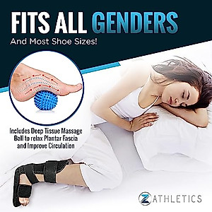 Z ATHLETICS Plantar Fasciitis Night Splint - Adjustable Foot Drop Support for Plantar Fascia Relief, Arch Pain, Achilles Tendonitis - Fits Women and Men (Black, Medium)