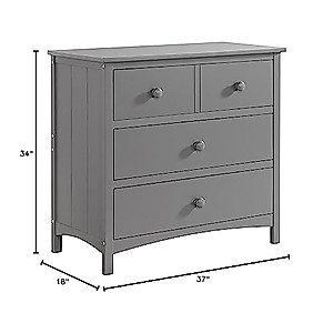 Oxford Baby Universal 3-Drawer Dresser, Dove Gray, 18.00 Inch L x 37.00 Inch W x 34.00 Inch H