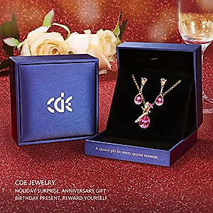 CDE Jewelry Sets for Women Rose Gold Jewelry Embellished with Crystal from Austria Mothers Day Valentine's Day Jewelry Gifts Necklace and Earrings Set for Mom Birthday Gift for Girlfriend Wife
