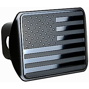 eVerHITCH USA Stainless Steel Flag Emblem Metal Hitch Cover with Pin Bolt (Fits 2" Receivers, Black)