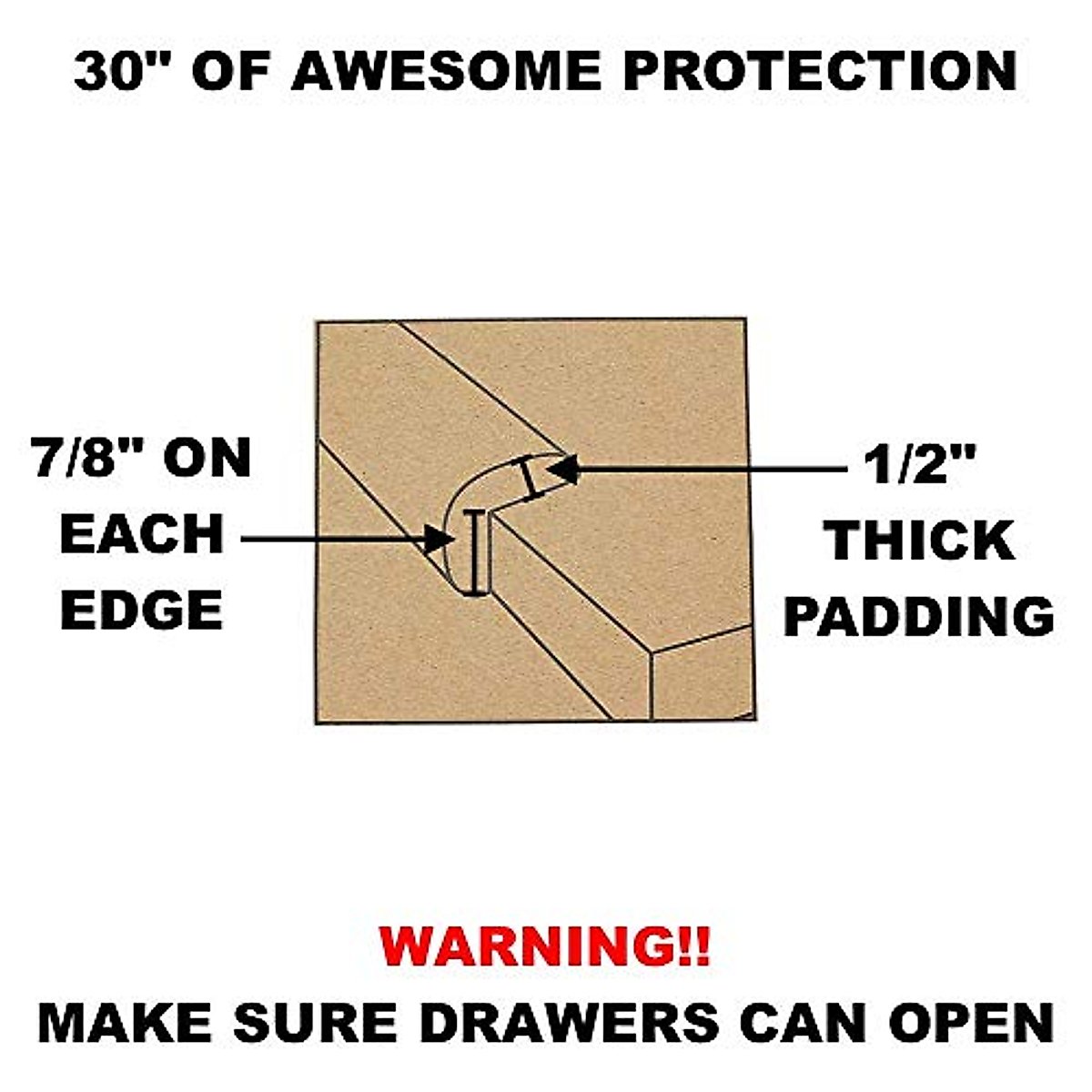 Ergo Edge | Protect Your arms from Sharp Table Edges! | 30" High Density Foam [Black]