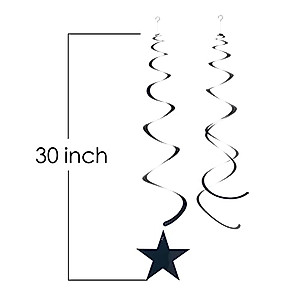 Red Black Gold Star Hanging Swirl Decorations Stars Streamers Foil Swirls for Ceiling Decorations Party Supplies, Pack of 30