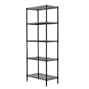 Karl home 5 Tier Wire Shelving Unit Height Adjustable Storage Metal Shelf, Heavy Duty Garage Rack for Office, Kitchen, Laundry (21.3" L x 11.4" W x 59.1" H, Black)