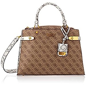 GUESS Zadie Girlfriend Satchel, Latte Logo Python