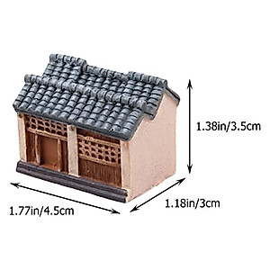 Happyyami 4Pcs Jiangnan dwellings Resin House lanscape Decor Tiny Fairy House Mini Village Houses Fairy House Garden Statue Mini hut Statue Miniature Village Houses Bonsai Mushroom Outdoor