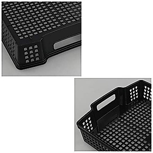 Anbers Black Plastic Storage Baskets, Stackable Office Organizer Trays, 6 Packs